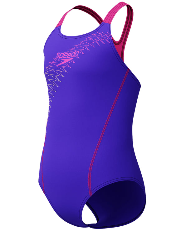 Speedo Girls Medley Logo Medalist Swimsuit - Blue/Purple | Simply Swim ...