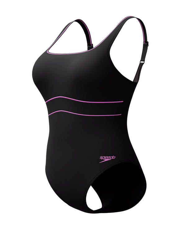 Speedo Shaping Contour Eclipse Swimsuit - Black/Pink | Simply Swim ...