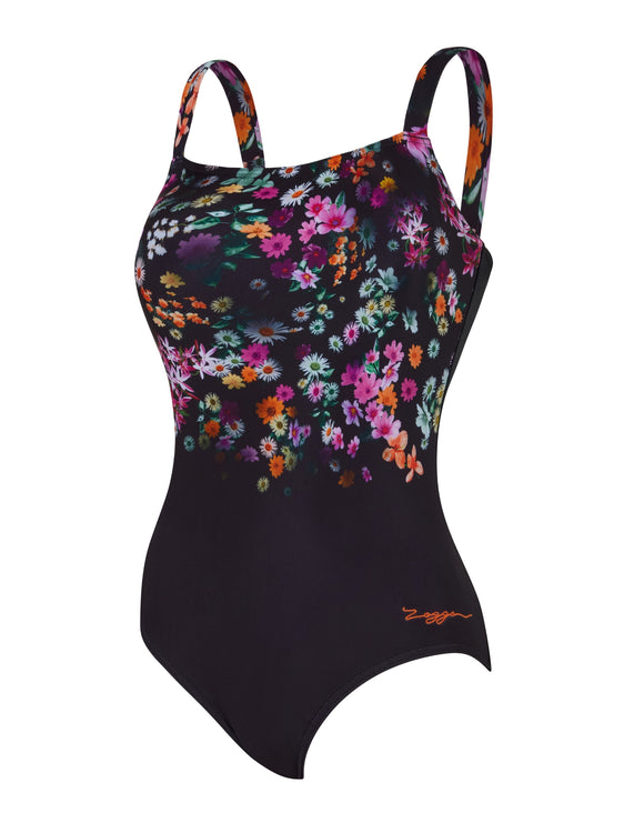 Zoggs Dream Adjustable Classicback Swimsuit - Black/Multi | Simply Swim ...