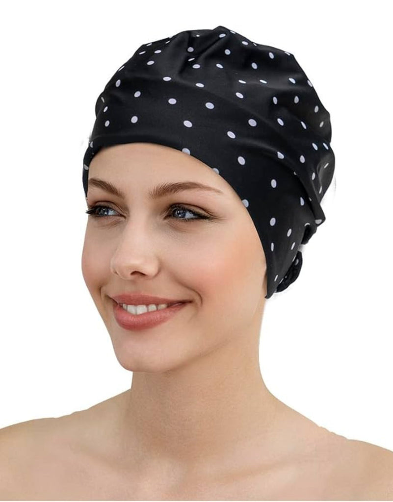 Fashy Polka Dot Fabric Swim Cap - Black/White | Simply Swim | Simply ...